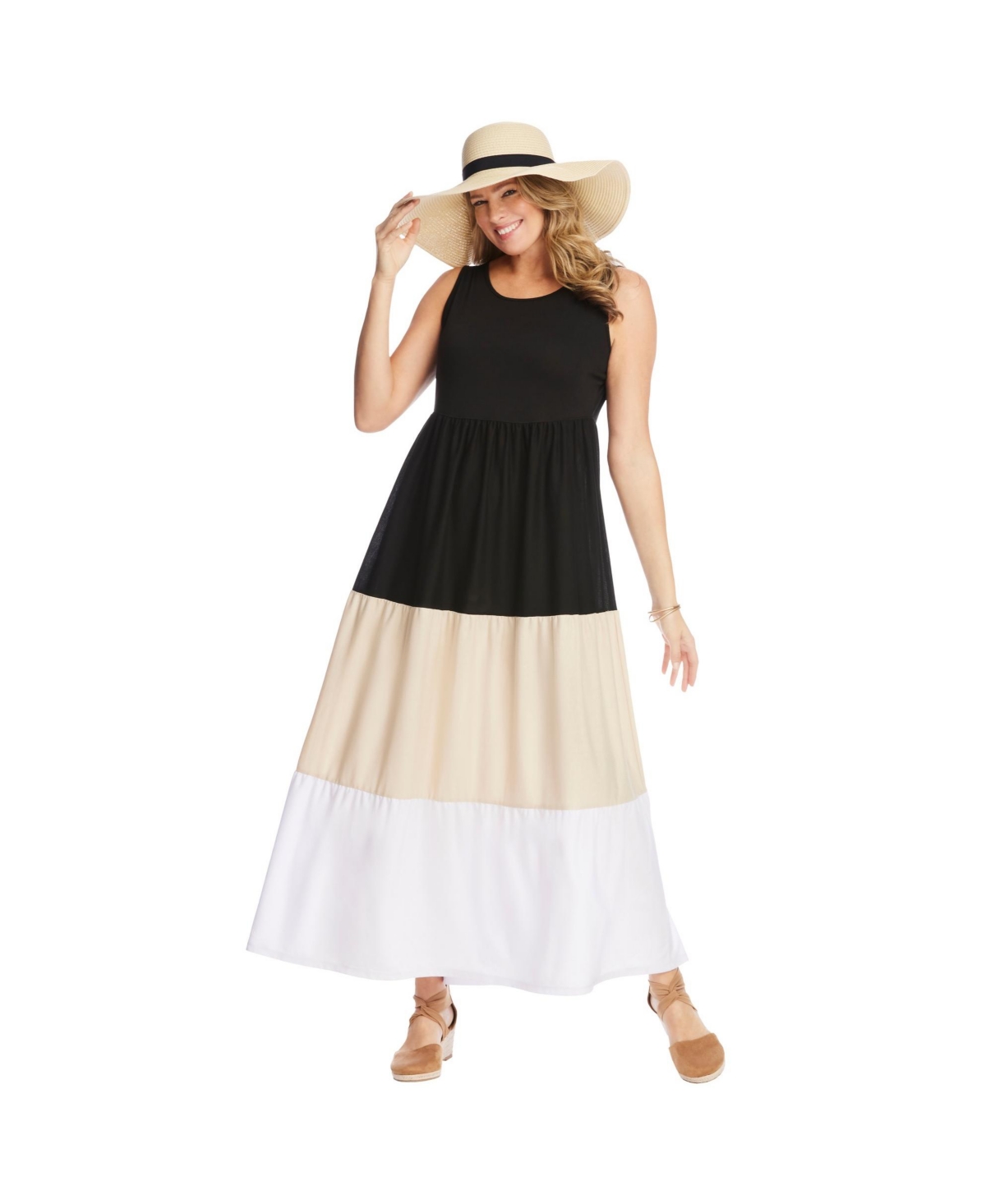 Click here for Woman Within Plus Size Within Colorblock Tiered Dr... prices