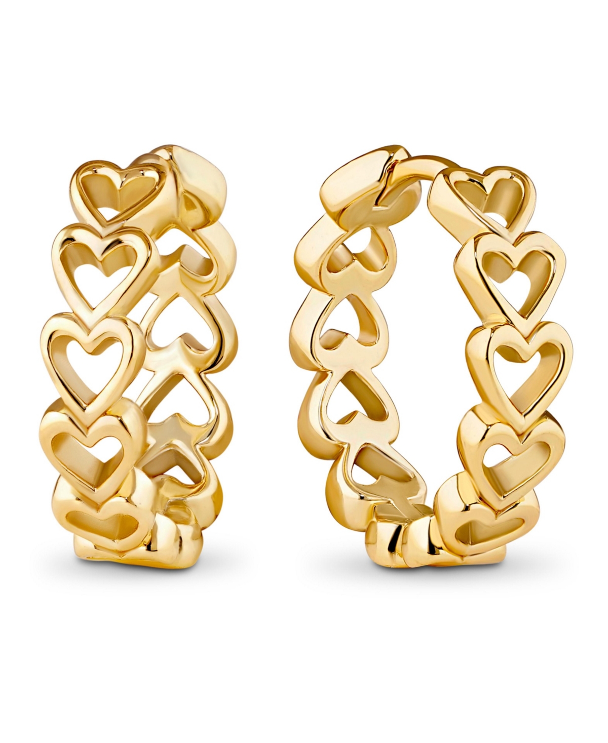 Click here for Devata Open Heart Hoop Earrings in Gold Plated Ste... prices