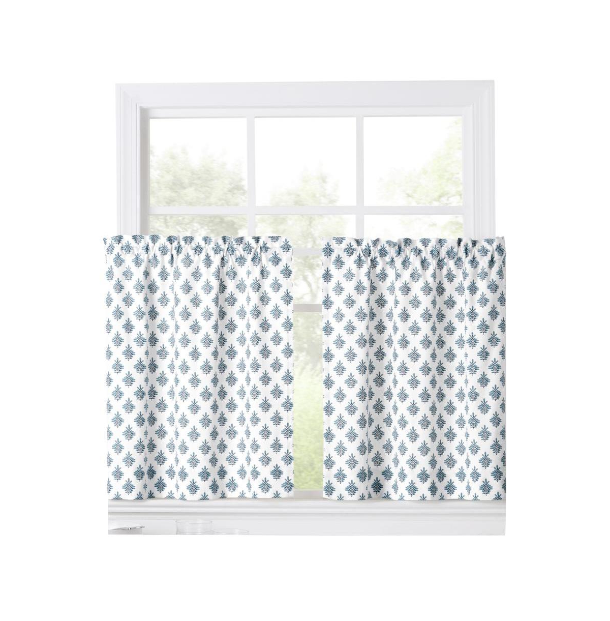 Ellis Curtain Manchester Window Treatment 1.5" Rod Pocket 100 Cotton Curtain Tiers 50" x 36" - Blue