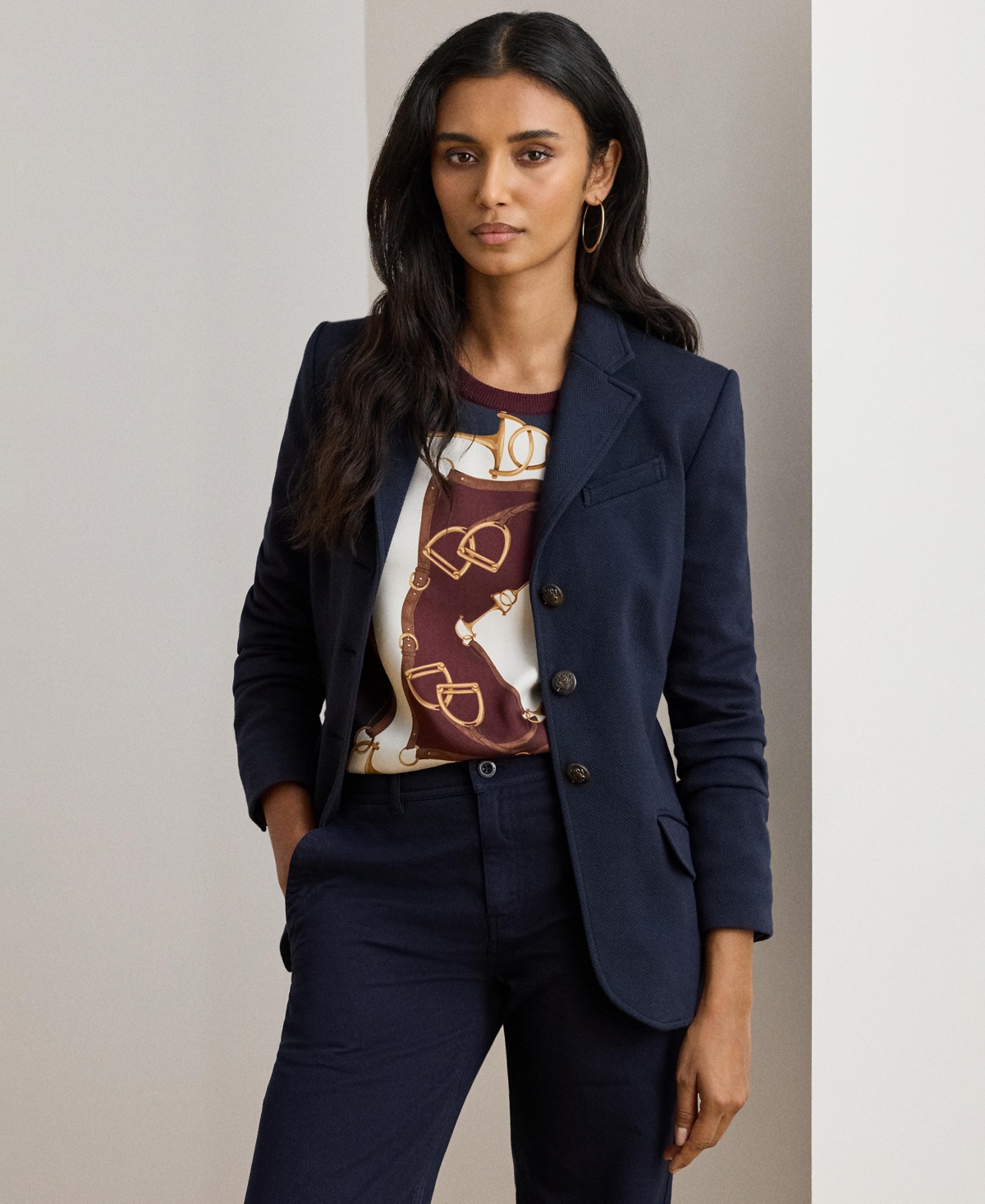 Click here for Lauren Ralph Lauren Womens Herringbone Notch Lapel... prices