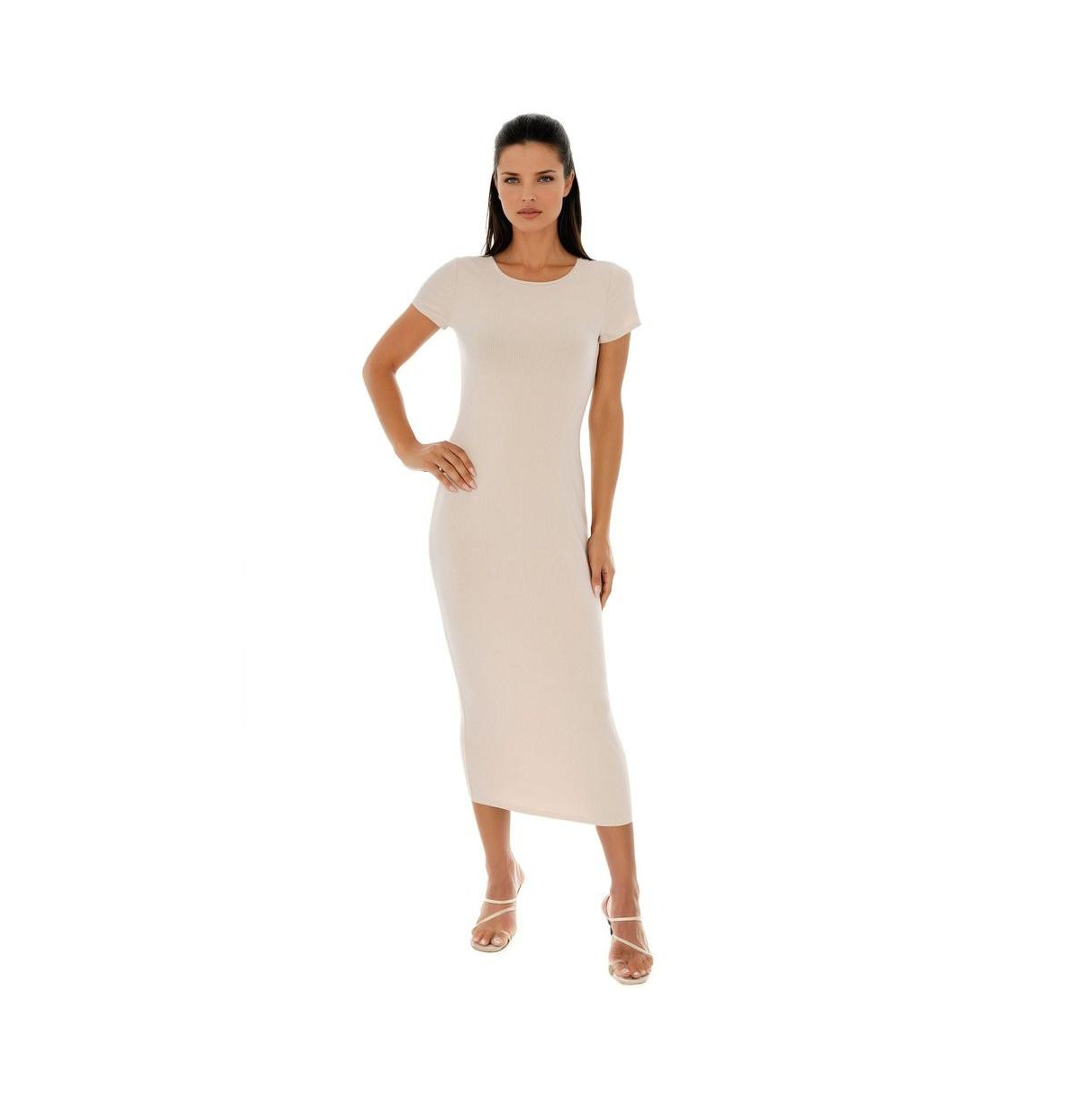 Click here for Bebe Womens Rib Maxi T-Shirt Dress - Taupe prices