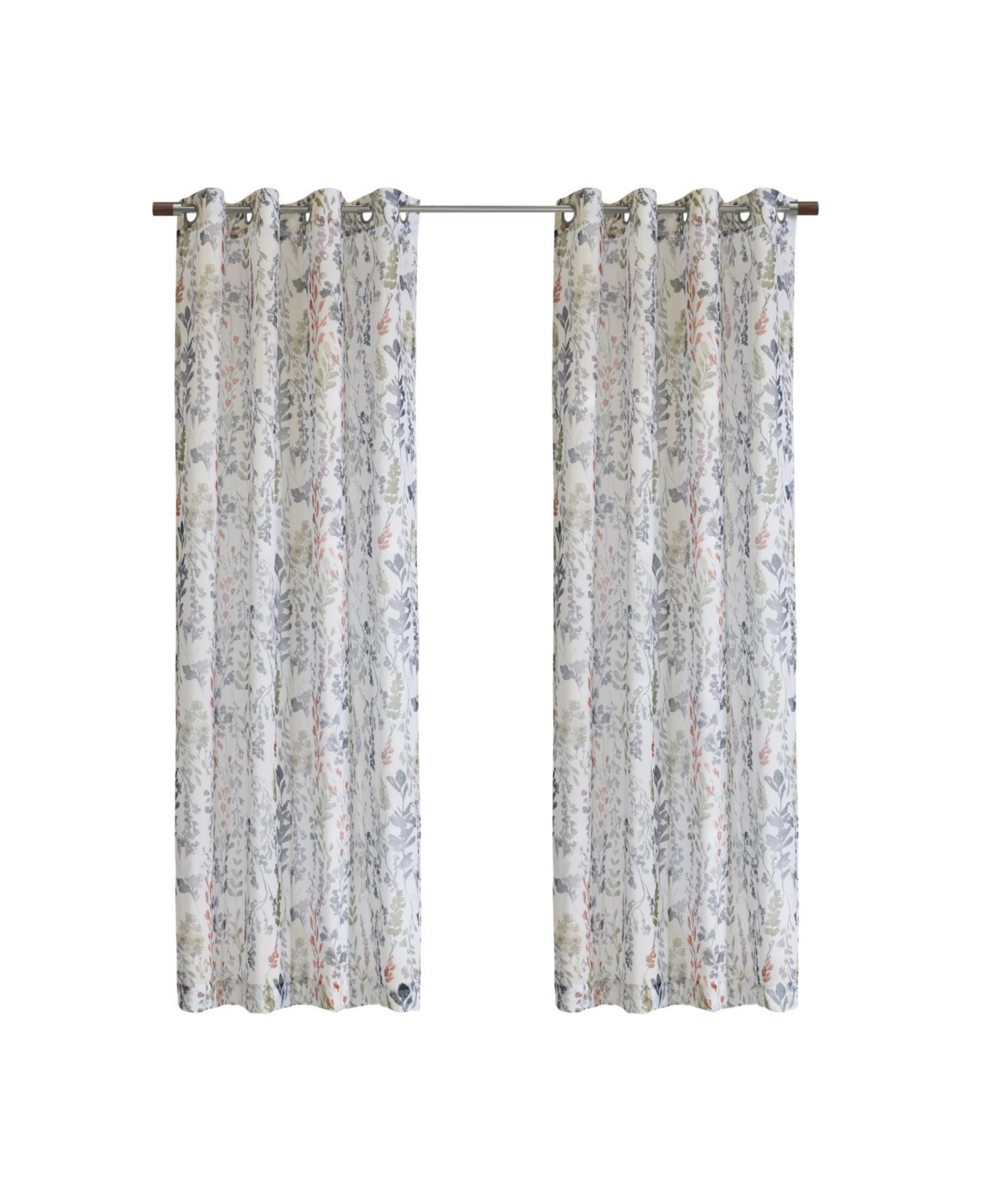 Habitat 100 Polyester Audrey Sheer Grommet Floral Faux Linen Curtain Panel - Multi