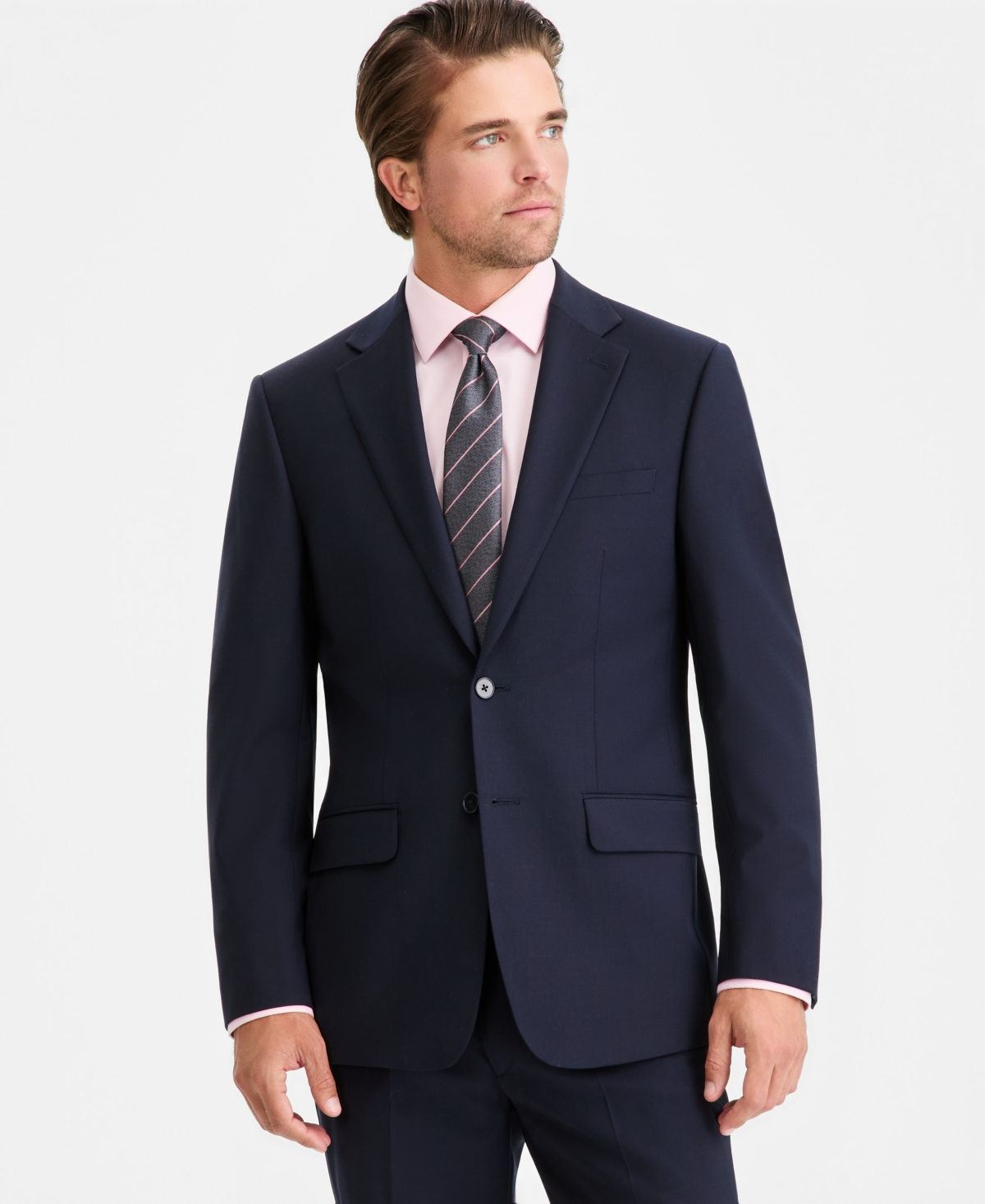 Click here for Calvin Klein Mens Slim-Fit Wool-Blend Stretch Suit... prices