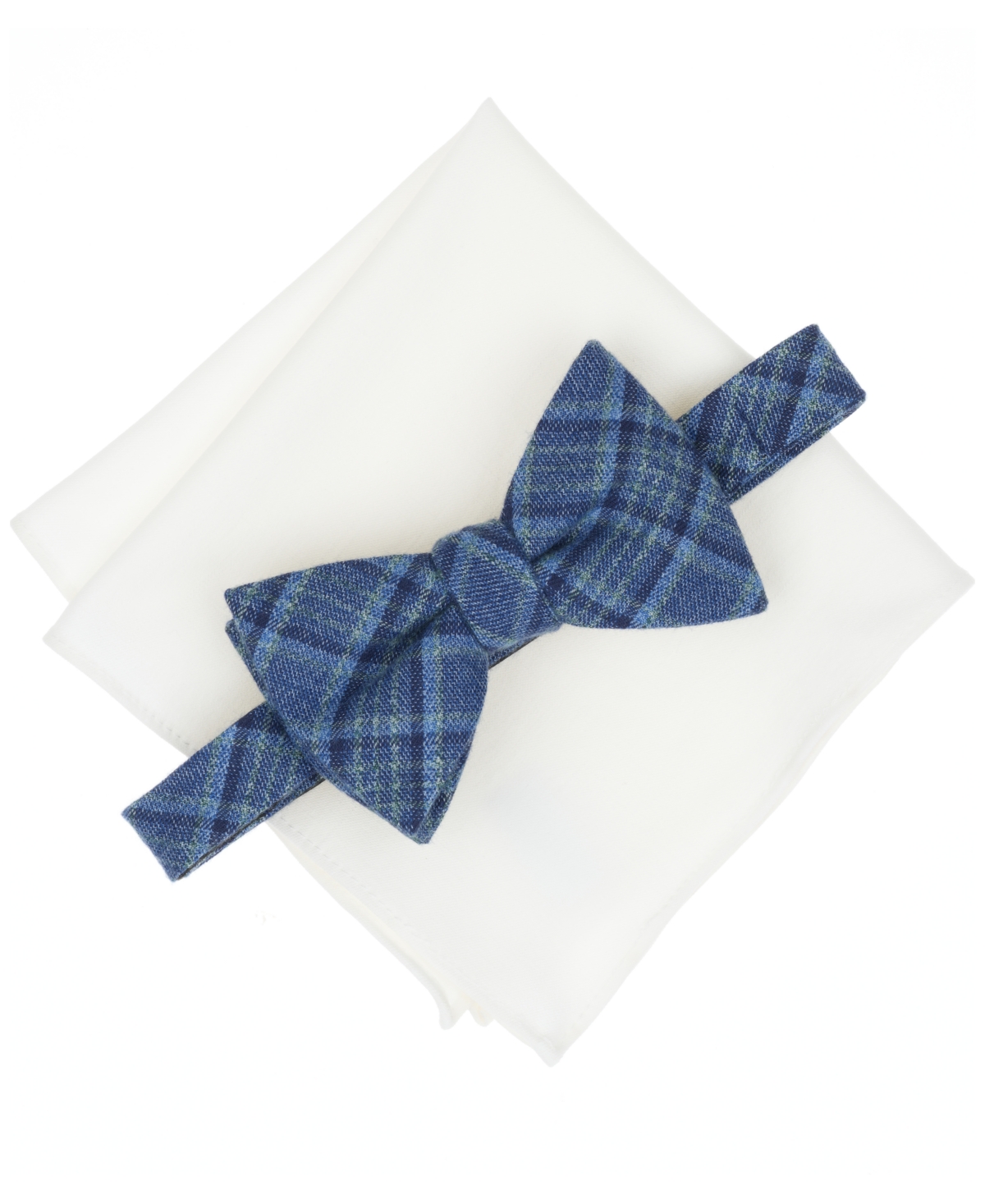 Click here for Bar Iii Mens Carson Plaid Bow Tie and Pocket Squar... prices