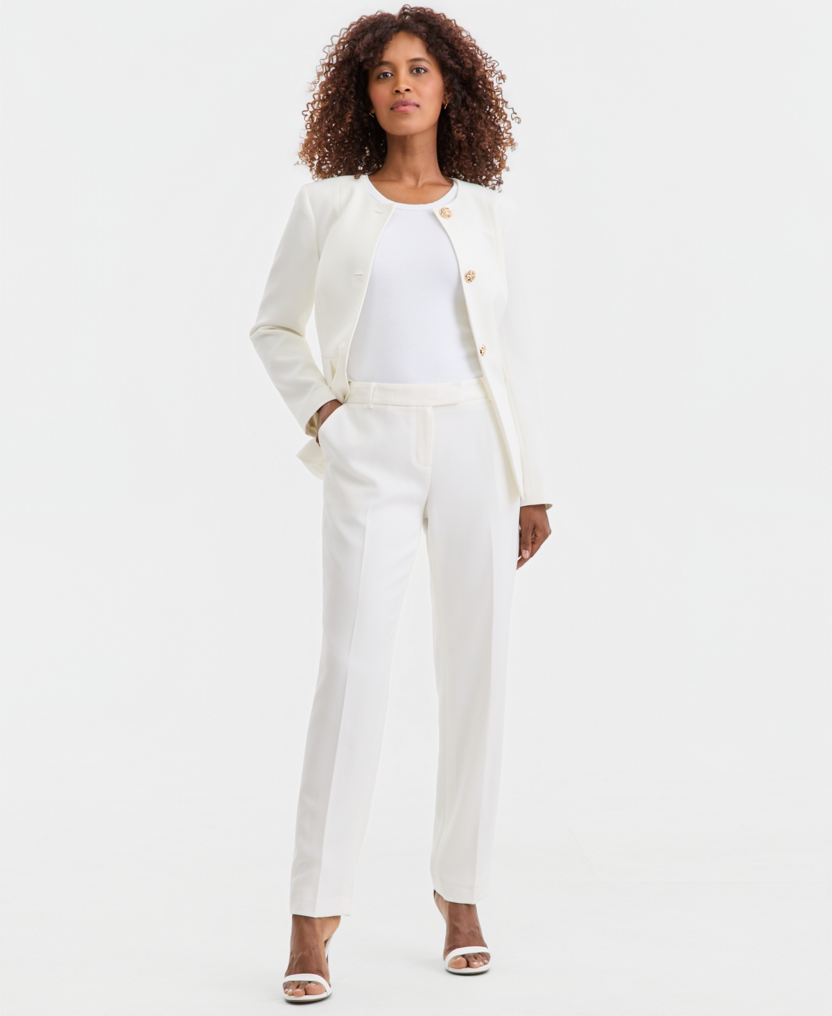 Click here for Kasper Womens Stretch Crepe High-Rise Straight Pan... prices