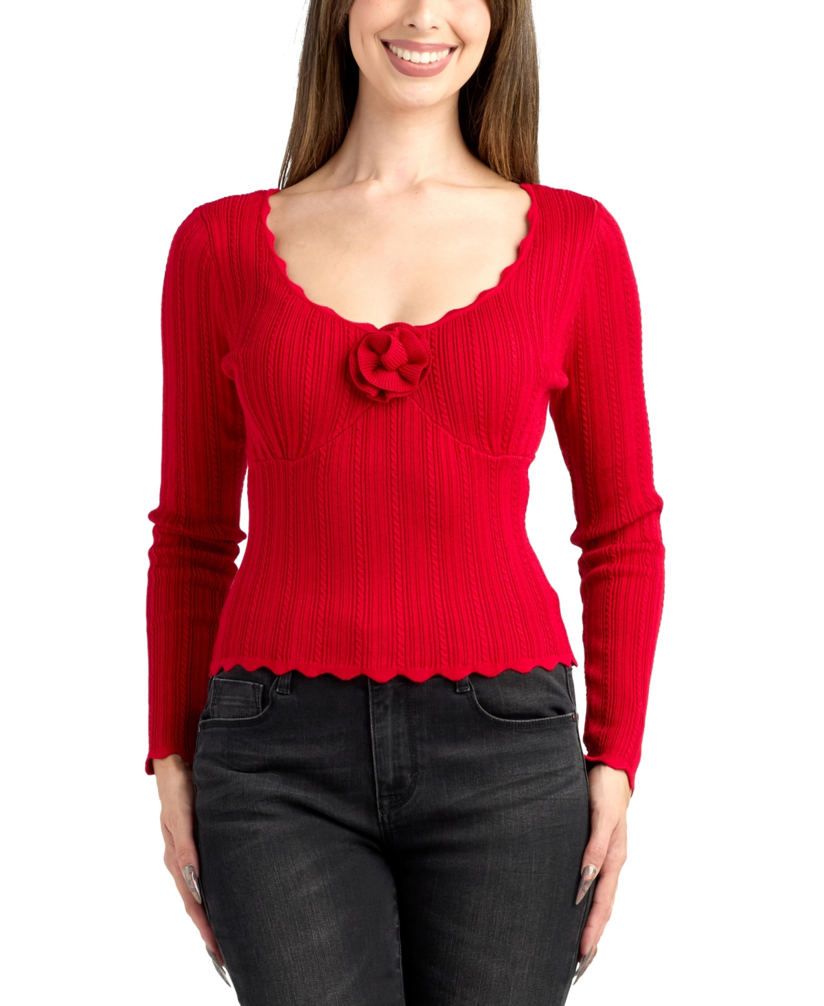 Click here for Bcx Juniors Sweetheart Pull-On Sweater - Red prices