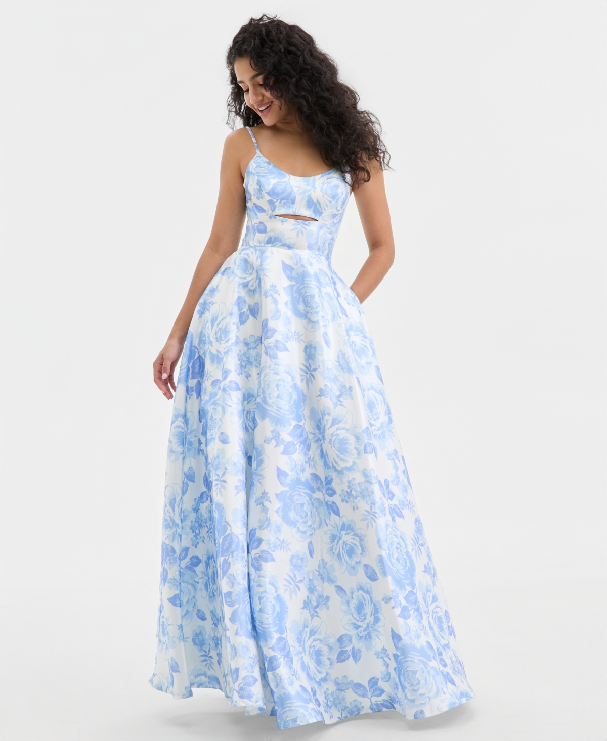 Click here for City Studios Juniors Floral Scoop-Neck Satin Gown... prices