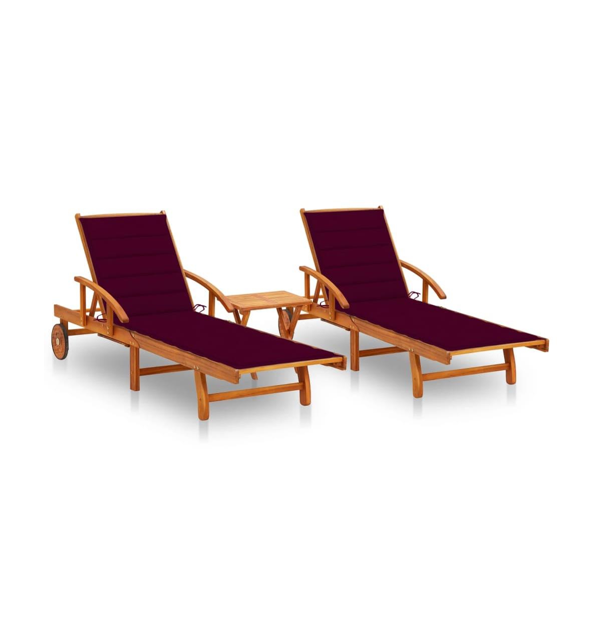 Click here for Sun Lounger Wine red cushions Solid acacia wood  1... prices