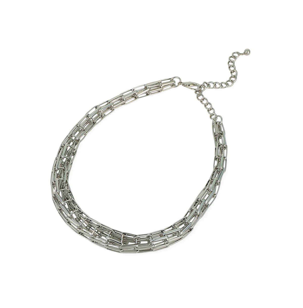 Click here for Womens The Braid Pin-Link Chain Necklace - Chrome... prices