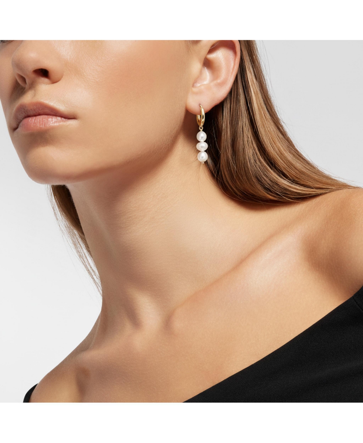 Click here for Joey Baby Freshwater Pearl Drop Hoop Earrings - Si... prices