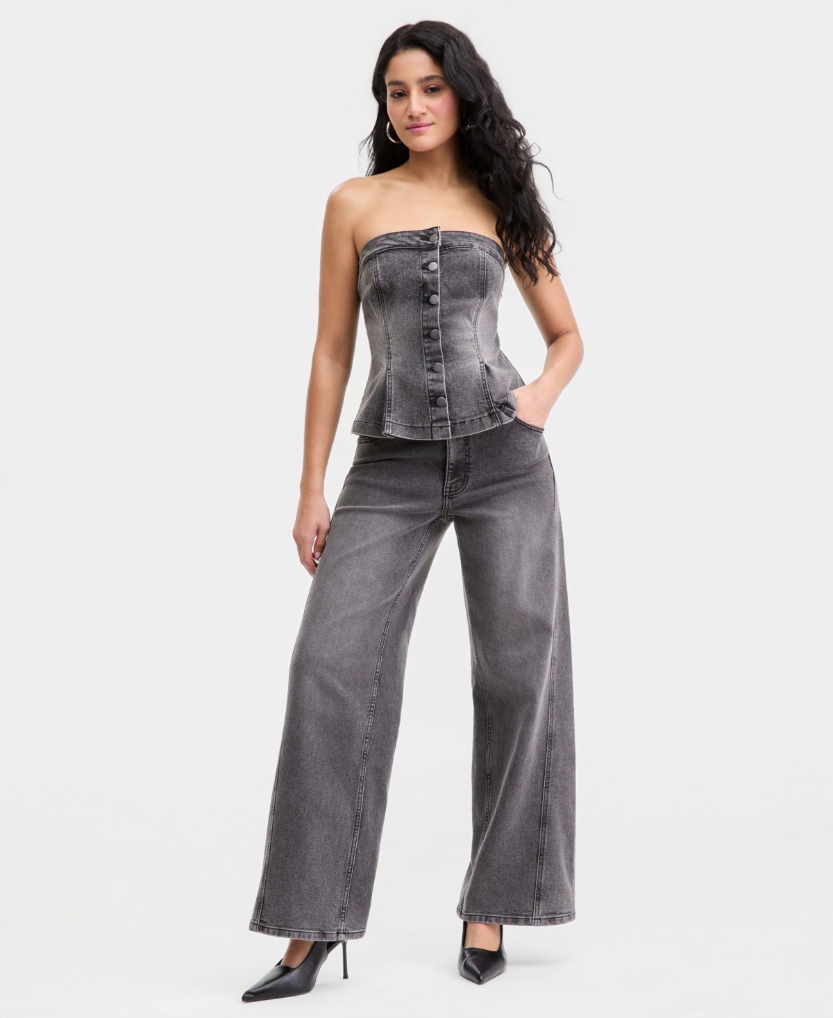Click here for Bar Iii Womens Mid-Rise Wide-Leg Jeans  Macys Excl... prices