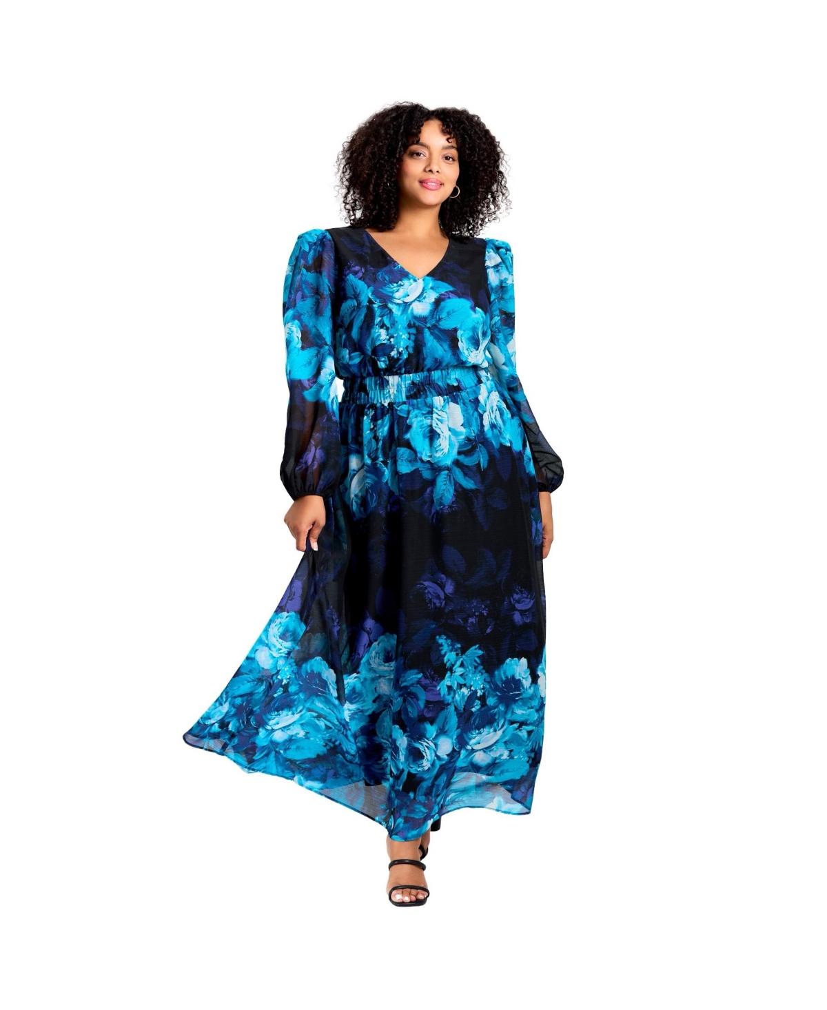 Click here for Avenue Womens Neve Maxi Dress - Aqua rose border prices