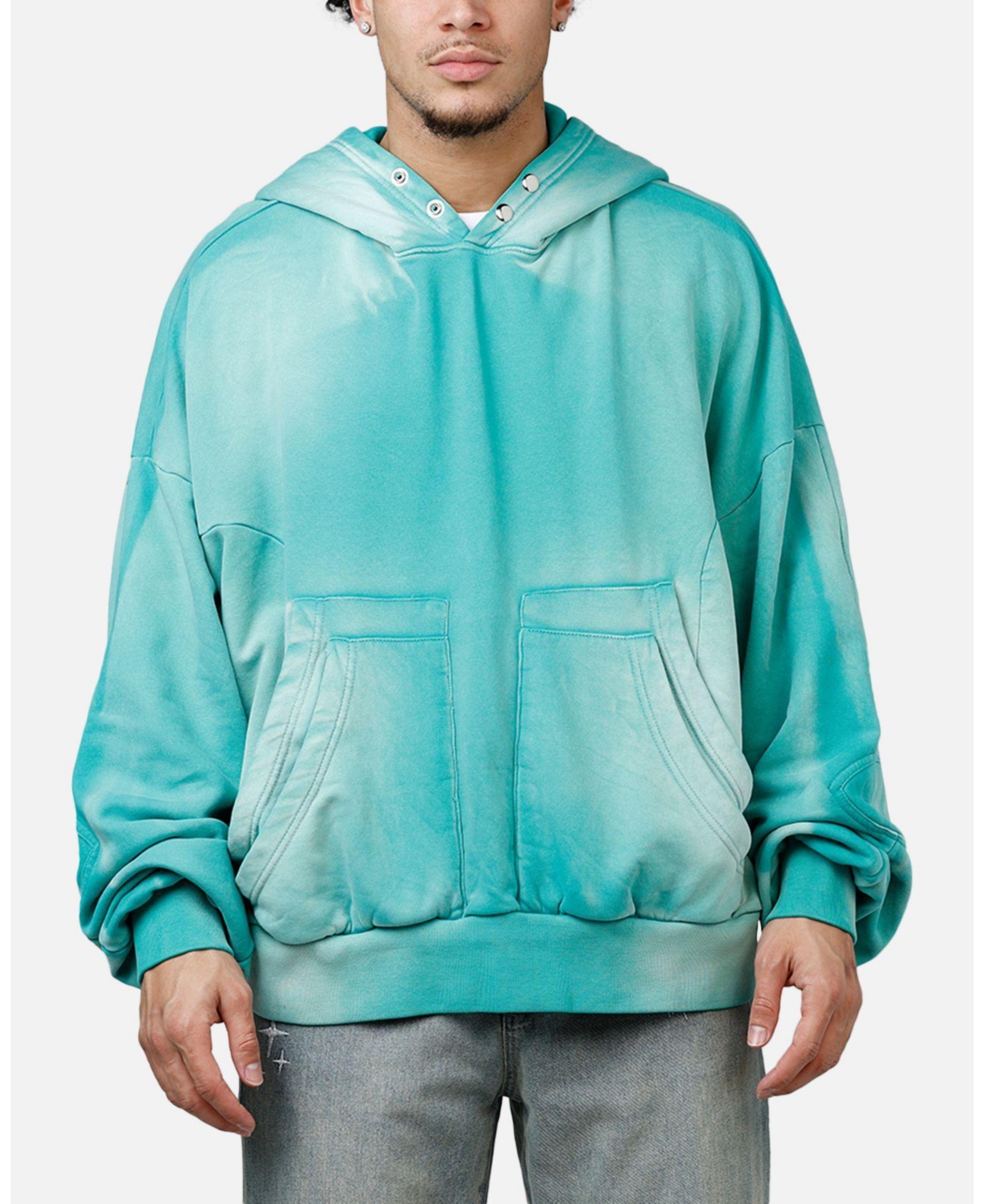 Click here for mnml Mens Double Pouch Sprayed Hoodie - Green prices