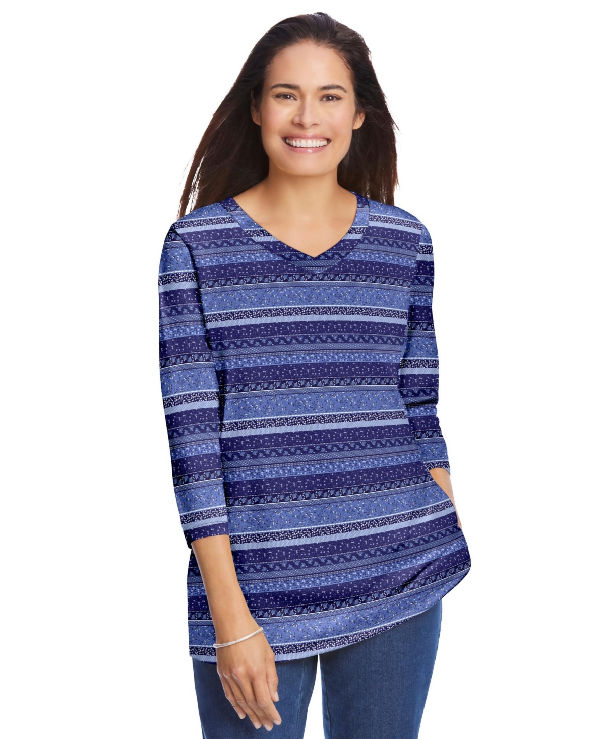 Click here for Woman Within Womens Within Perfect Printed Three-Q... prices