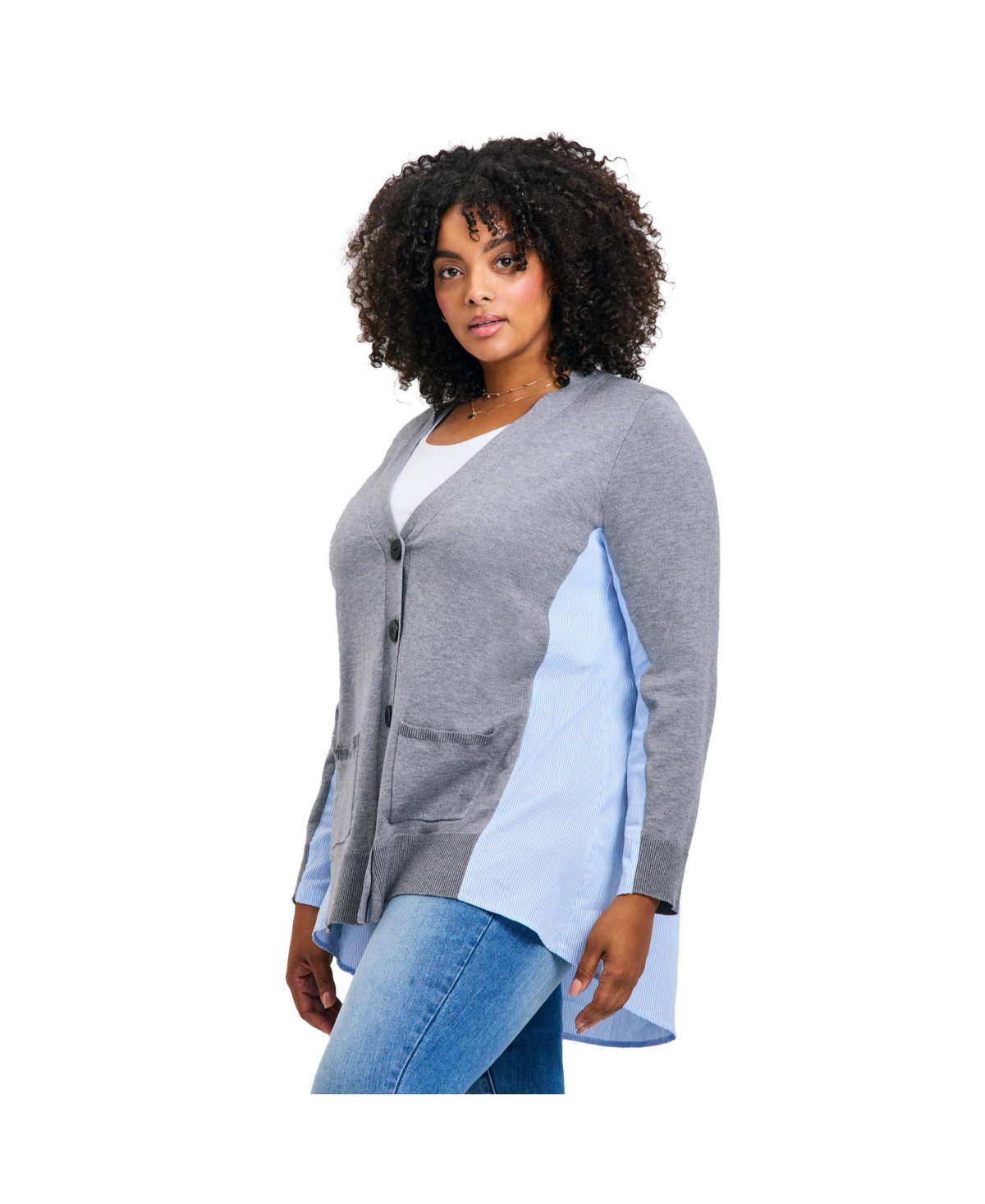 Click here for Avenue Womens Plus Size Ray Mix Media Button Sweat... prices