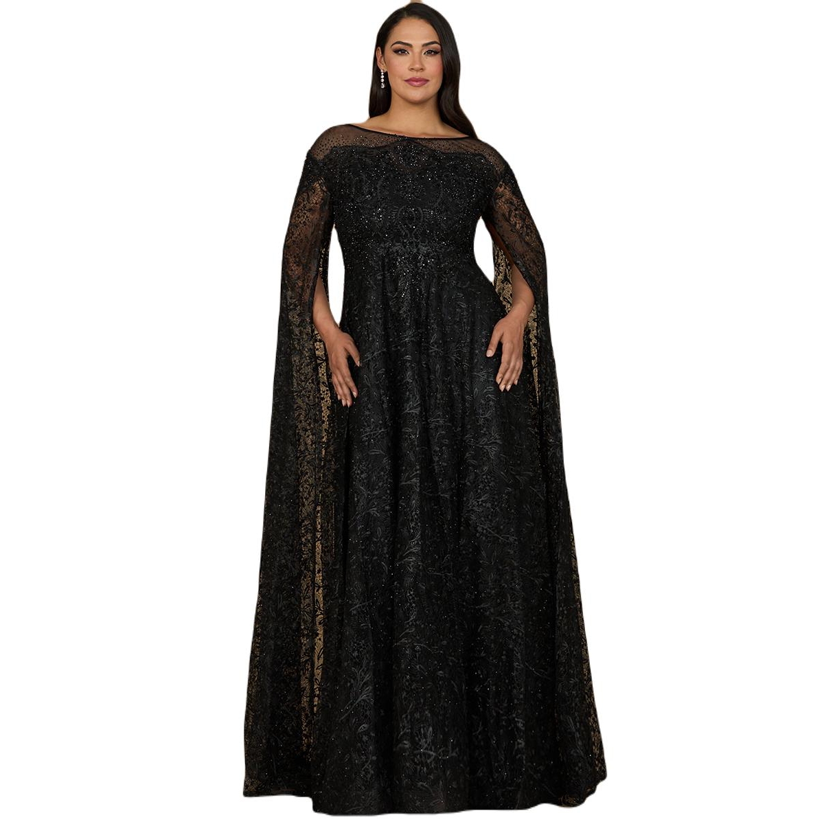 Click here for Lara Womens Lace Gown with Dramatic Cape Sleeves -... prices