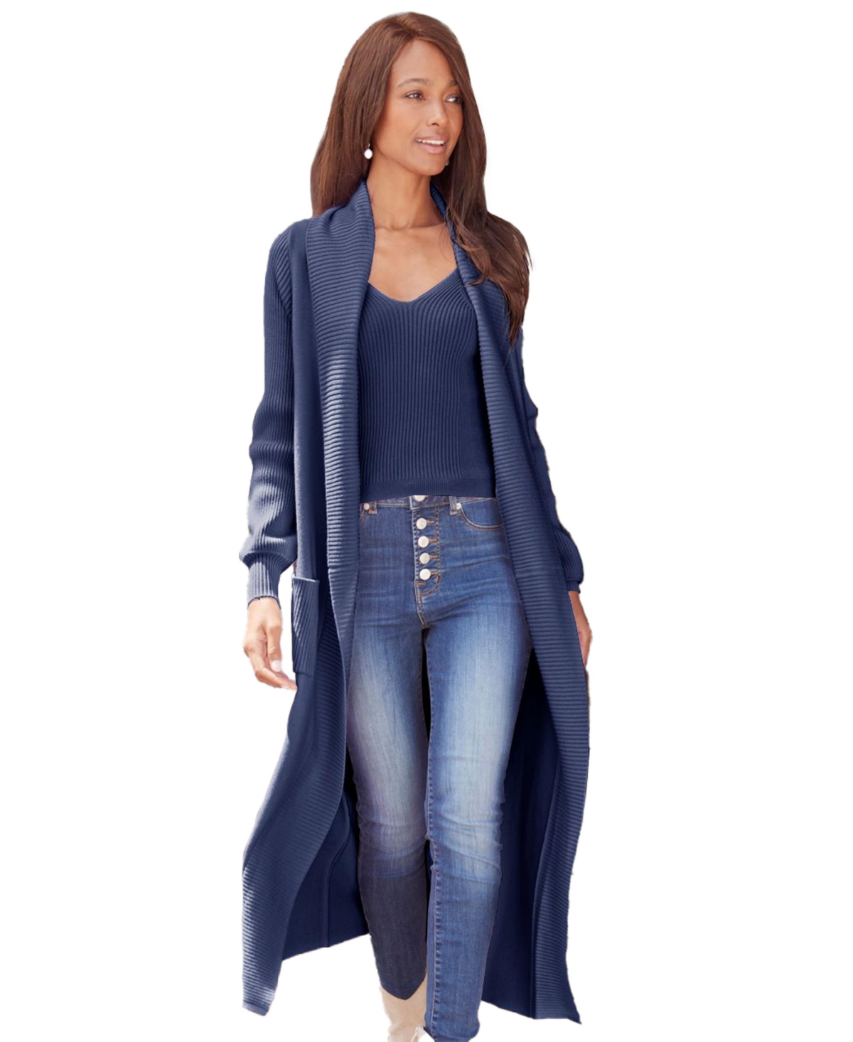 Click here for Lascana Womens Long Knit Cardigan - Deep blue prices