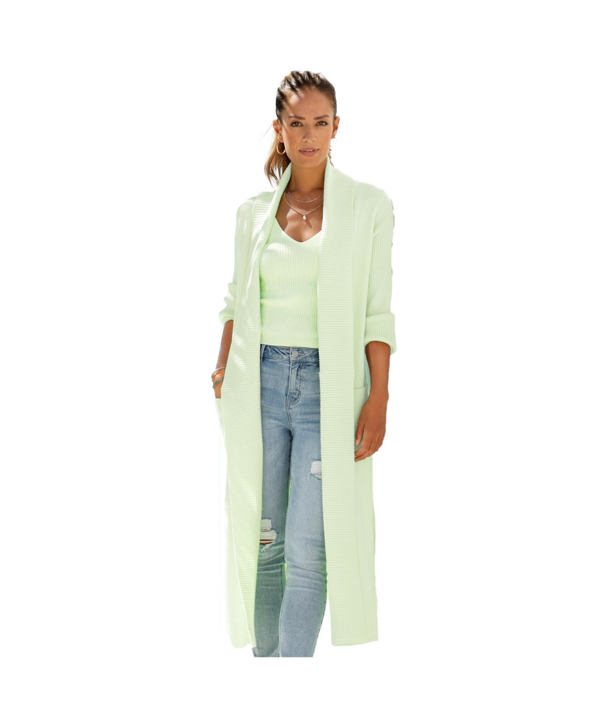Click here for Lascana Womens Long Knit Cardigan - Mint prices