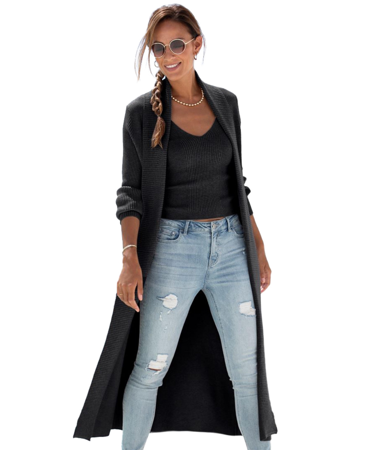 Click here for Lascana Womens Long Knit Cardigan - Black prices