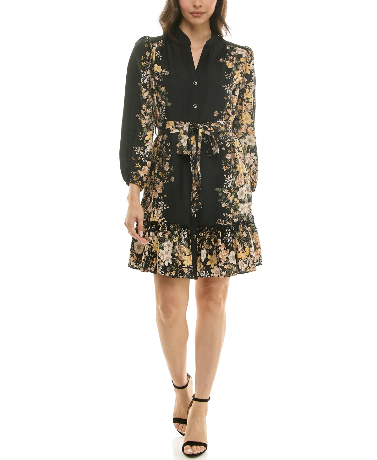 Click here for Taylor Petite Placement Print Button Front Dress -... prices