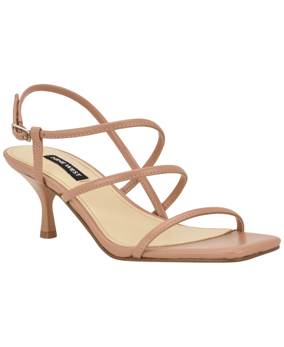 Nine West Womens Hindy Square Toe Dress Sandals - Light Natural