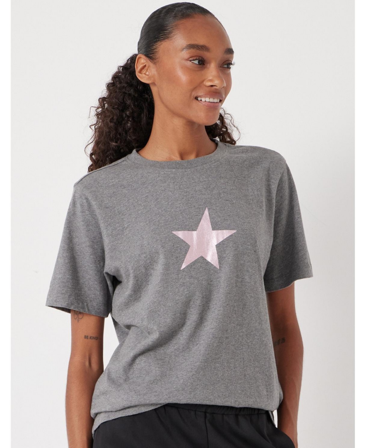 Click here for Hush-Women-Graphic Short Sleeve T-Shirt - Grey mar... prices