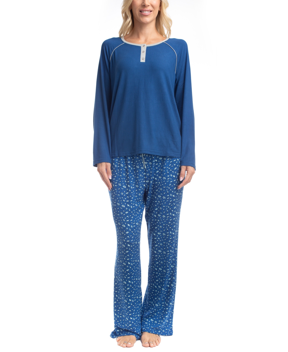 Click here for Goodnight Kiss Cherry Merry Henley Pj Set - Blue/a... prices