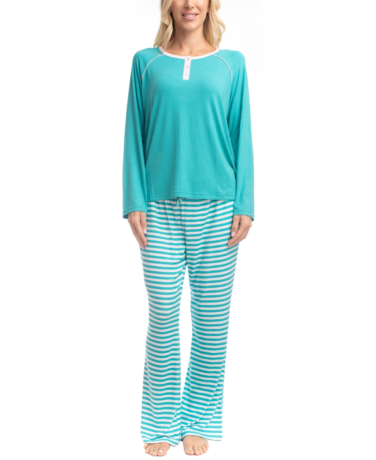 Click here for Goodnight Kiss Cherry Merry Henley Pj Set - Teal/s... prices