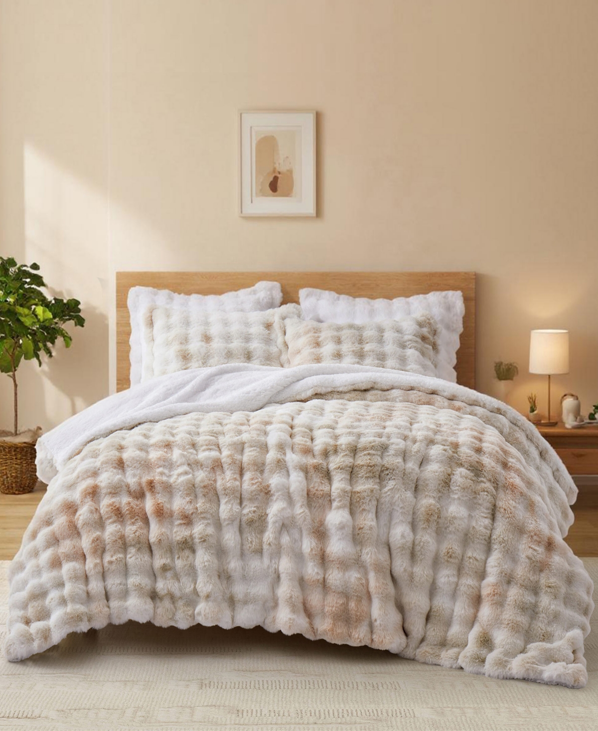 Click here for Unikome Faux Fur Reversible Comforter  King - Brow... prices