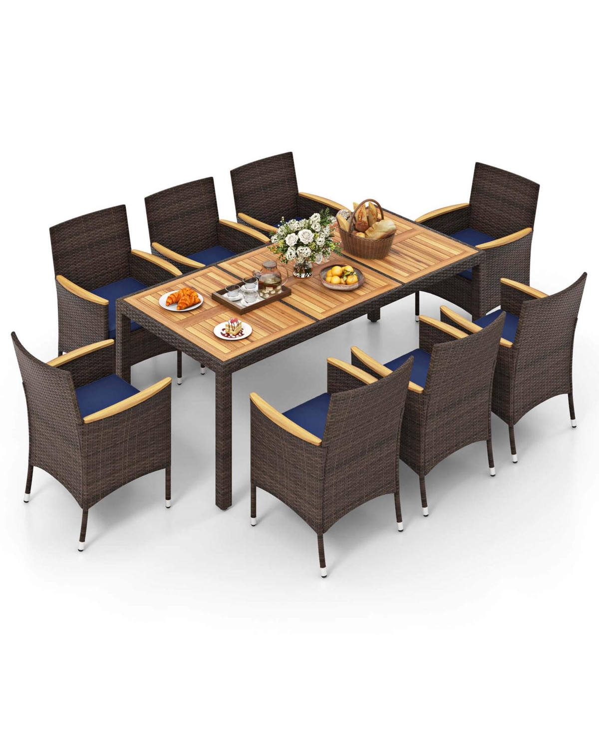 Click here for Costway 9PCS Outdoor Dining Set with Acacia Wood T... prices