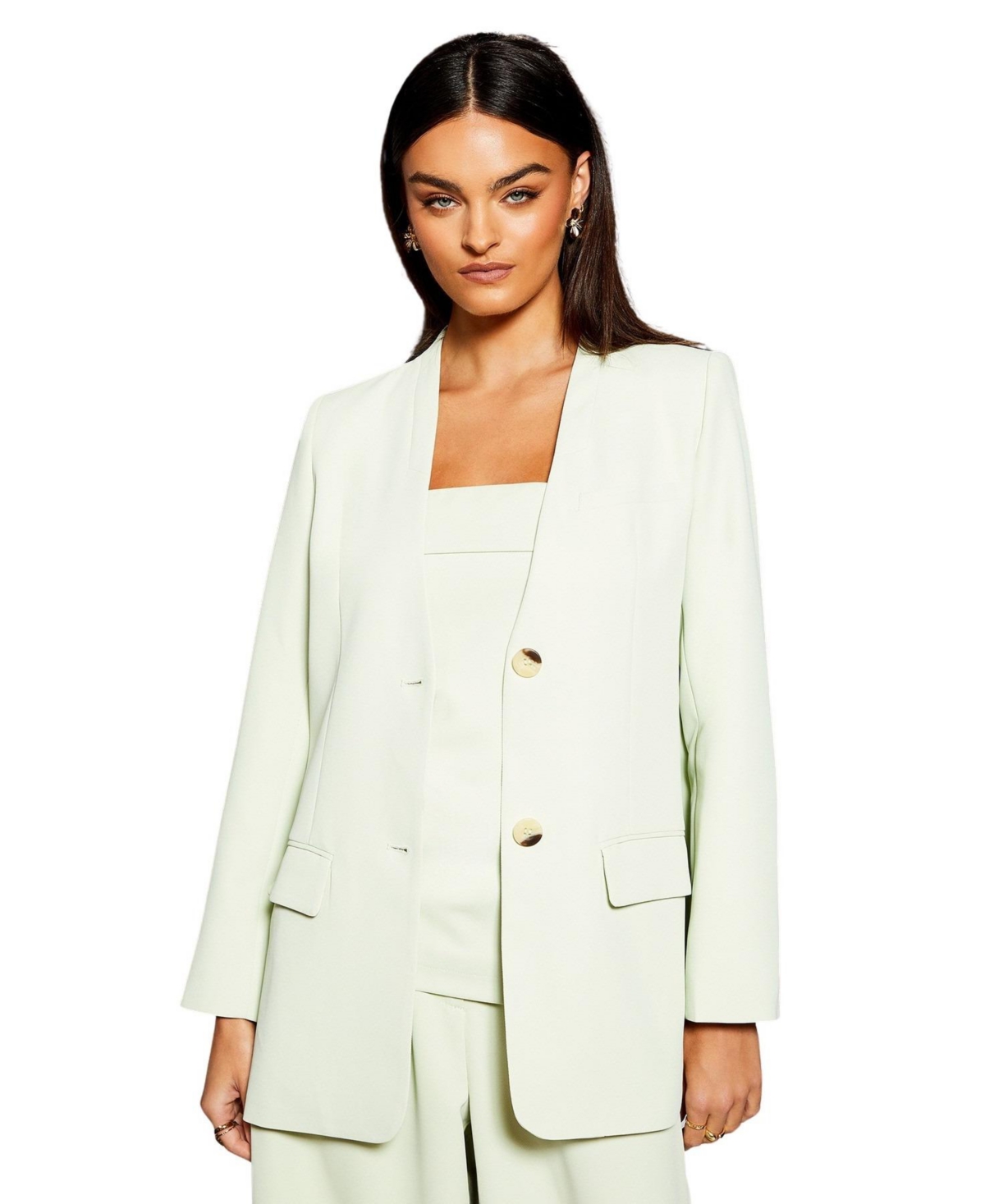 Click here for Warehouse Womens Runway Collarless Boxy Blazer - M... prices