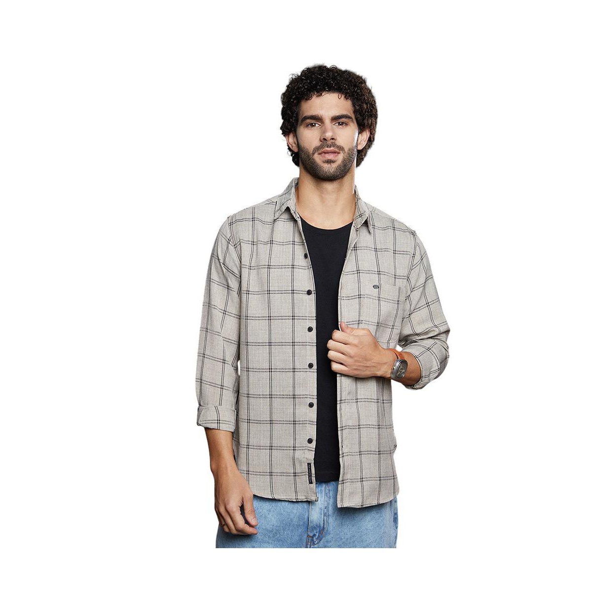 Click here for Campus Sutra Mens Coin Grey BiGraph-Check Shirt -... prices