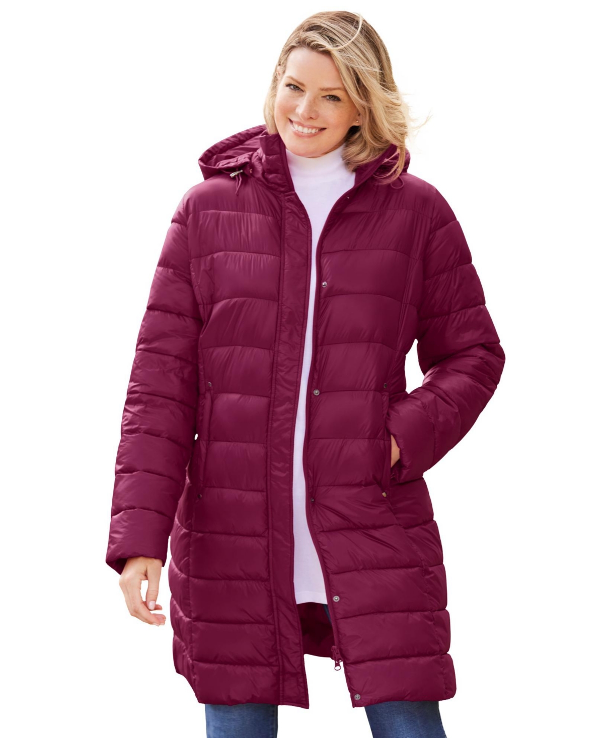 Click here for Woman Within Plus Size Long Packable Puffer Jacket... prices