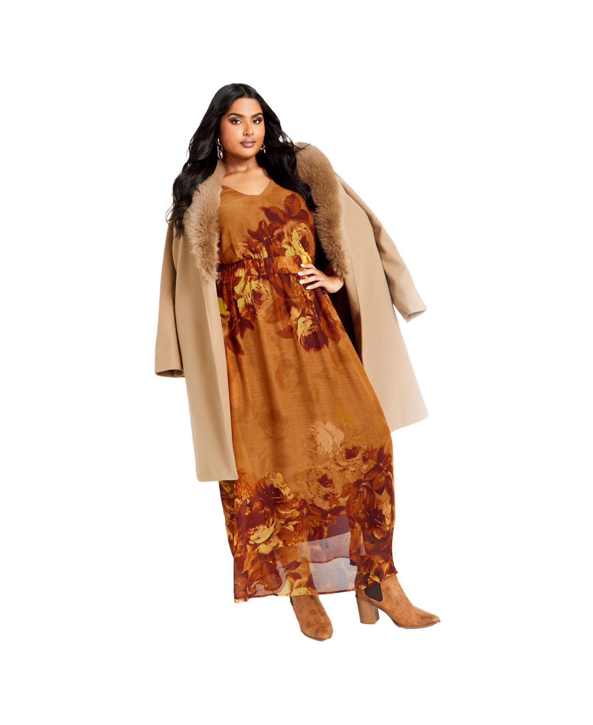 Click here for Avenue Womens Plus Size Neve Maxi Dress - Bronze b... prices