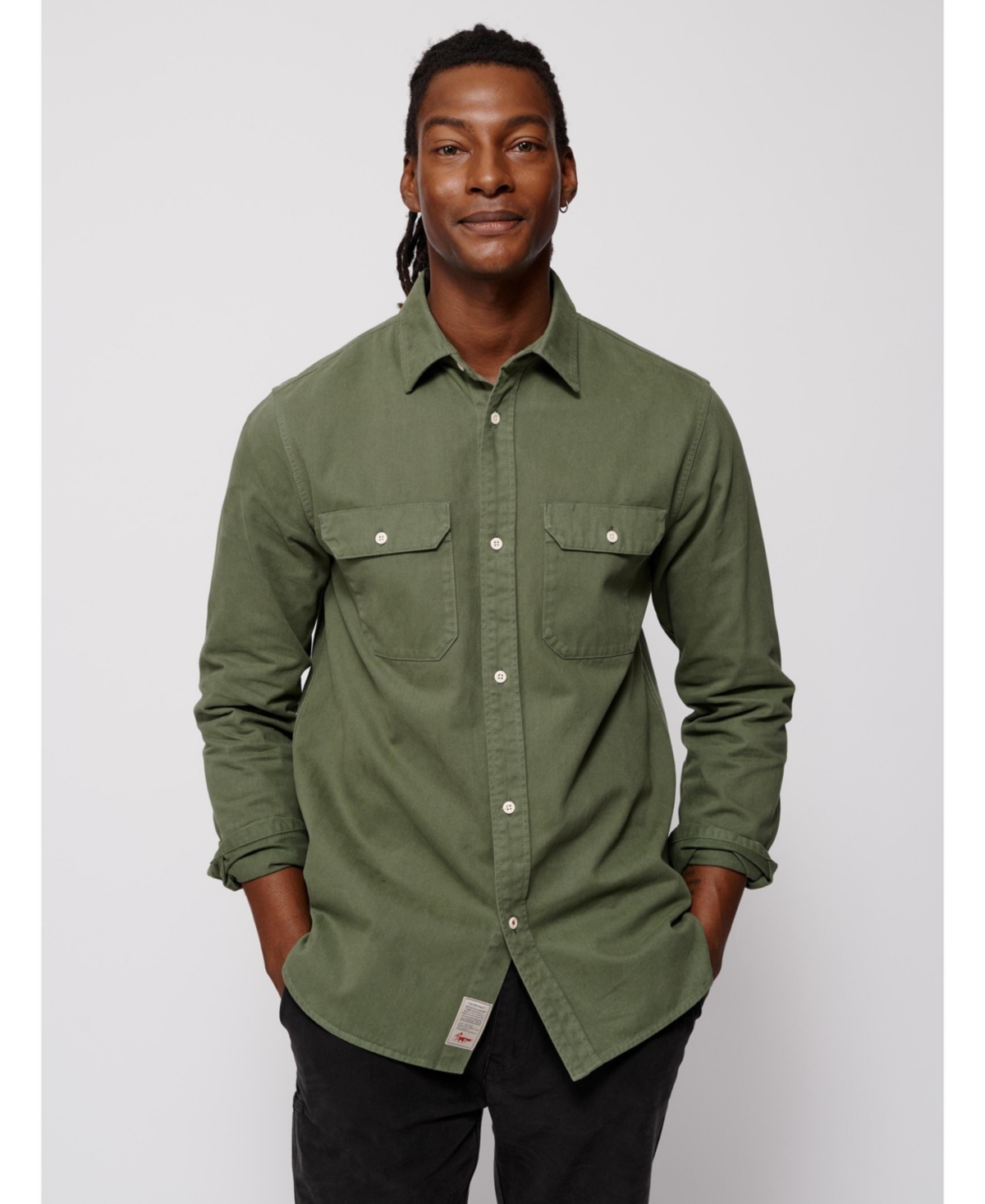 Click here for Aubin Mens Normanby Button Up Shirt - Dark khaki prices