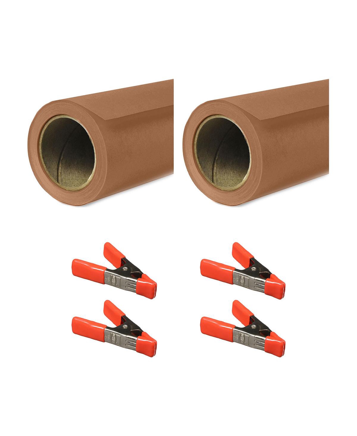 Savage 26"x36 Widetone Seamless Background Paper  2-Pack  Bundle with 4x 1-1/4x1" Steel Spring Clamp - Cocoa
