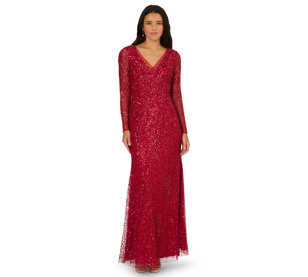 Click here for Adrianna Papell Petite V-Neck Beaded Dress - Cranb... prices