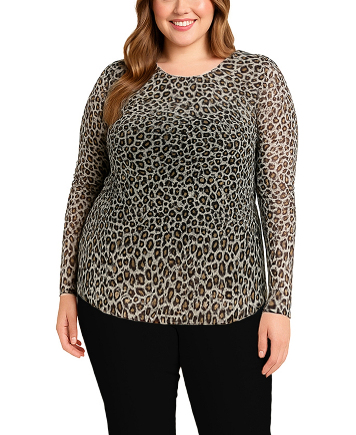 Click here for Coin 1804 Plus Size Jaguar Mesh Scoop neck Long sl... prices