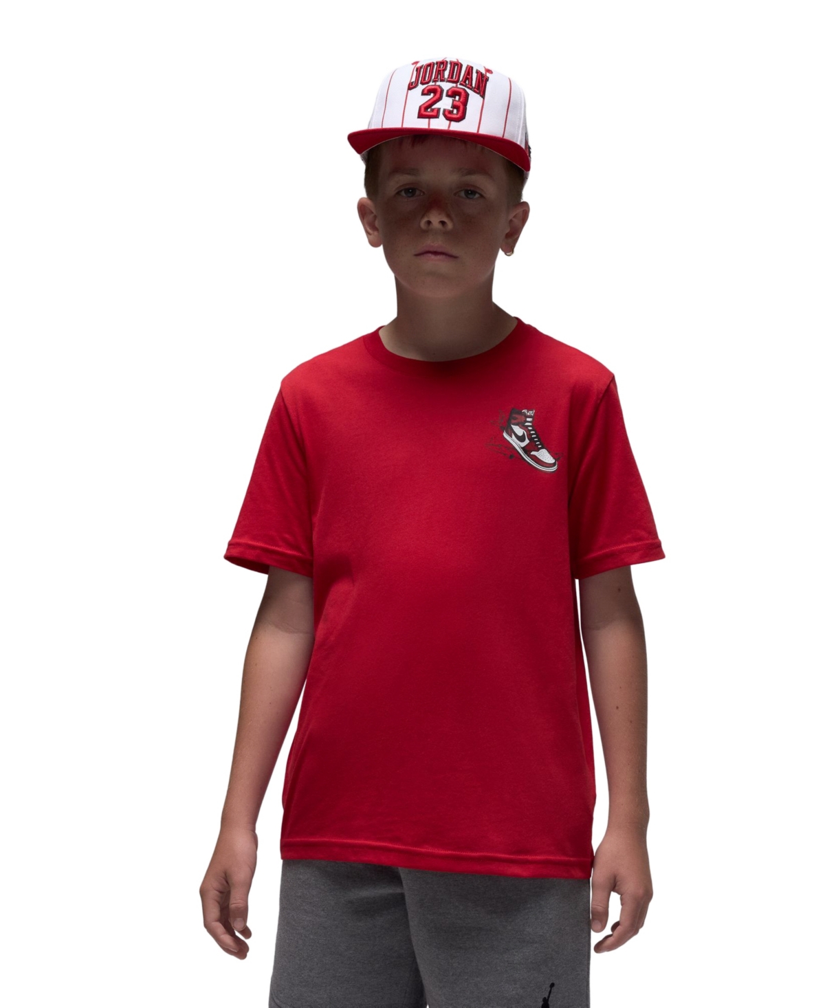 Click here for Jordan Air Big Boys 8-20 Crewneck T-Shirt - Red prices