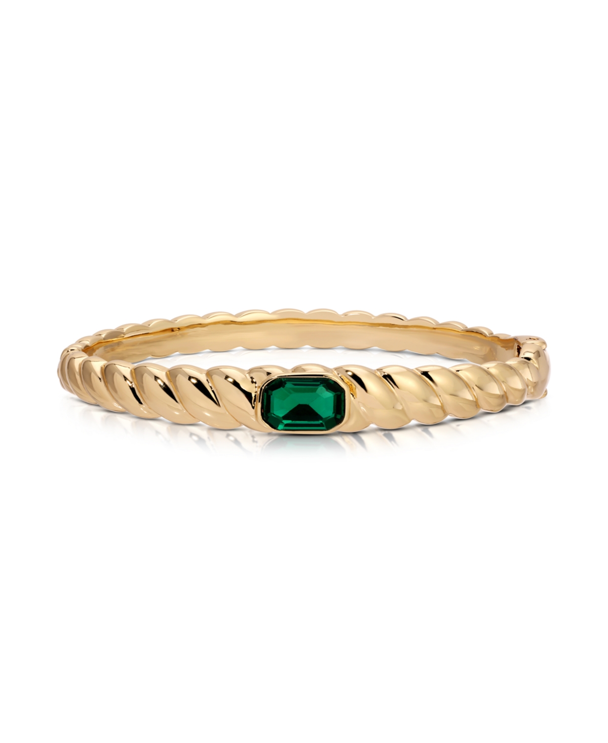 Click here for Ettika Gold Plated Art Deco Bangle Bracelet - Gree... prices