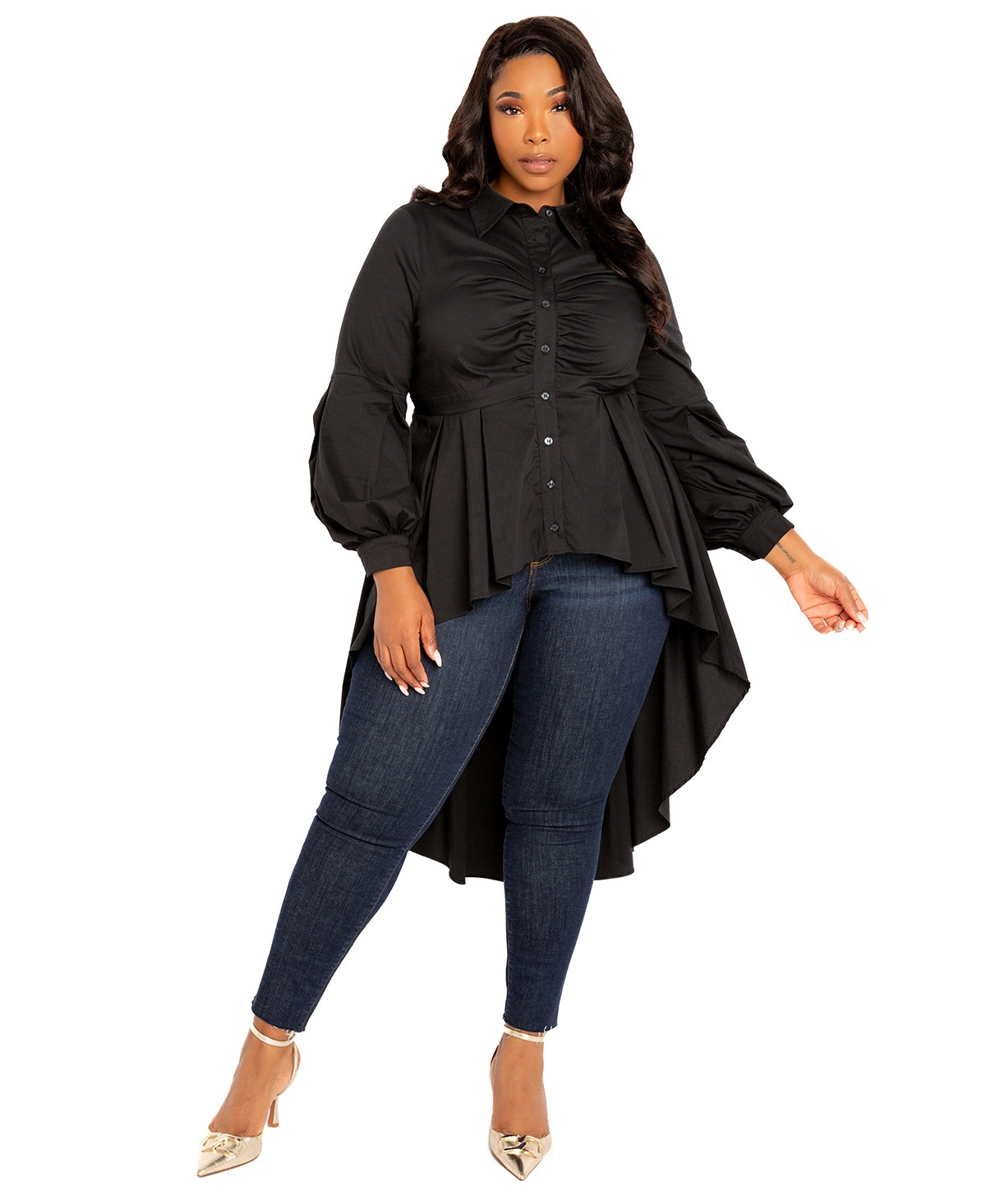 Click here for Buxom Couture Plus Size High-low Peplum Blouse - B... prices