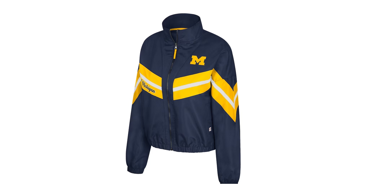 Click here for Womens Navy Michigan Wolverines Thin Ice Full-Zip... prices