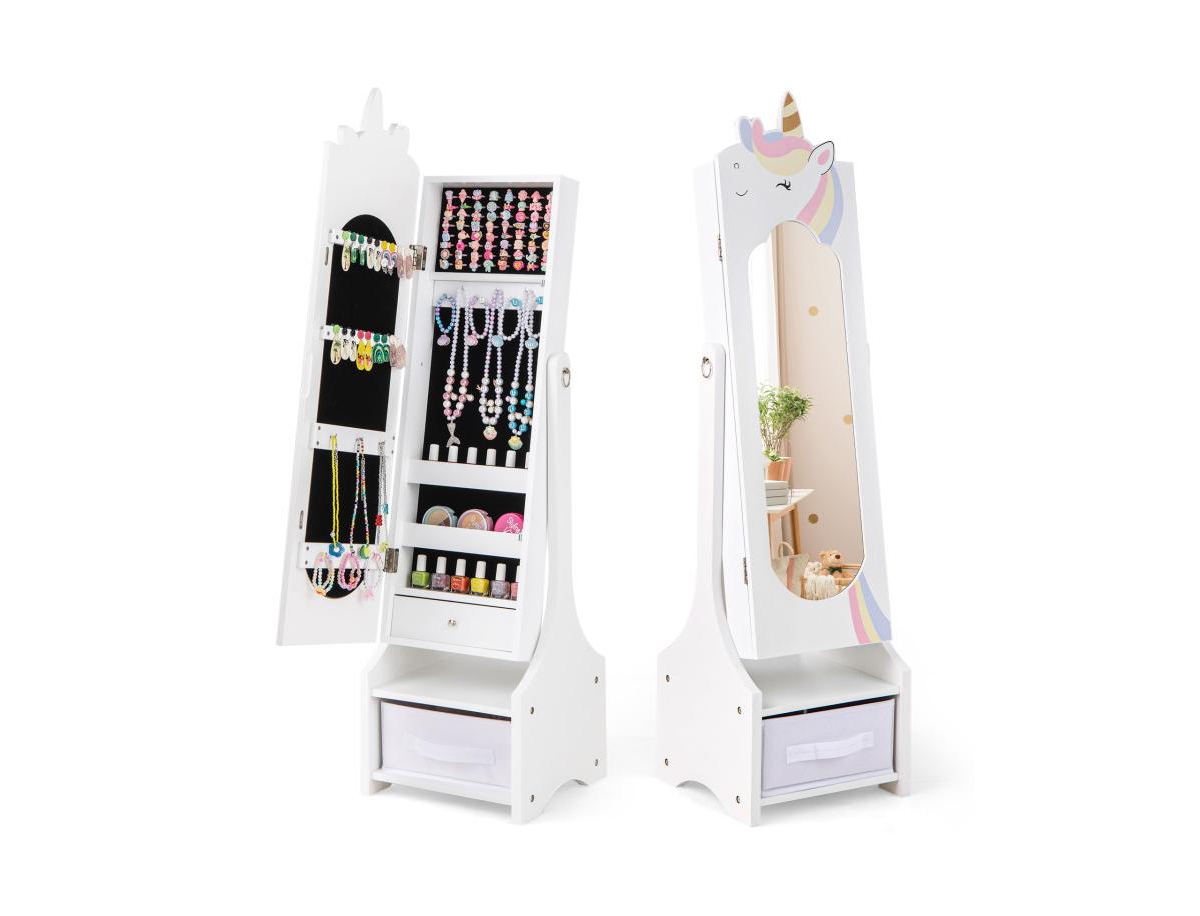 Click here for Kids Jewelry Armoire Cabinet with Storage and 2 Ti... prices