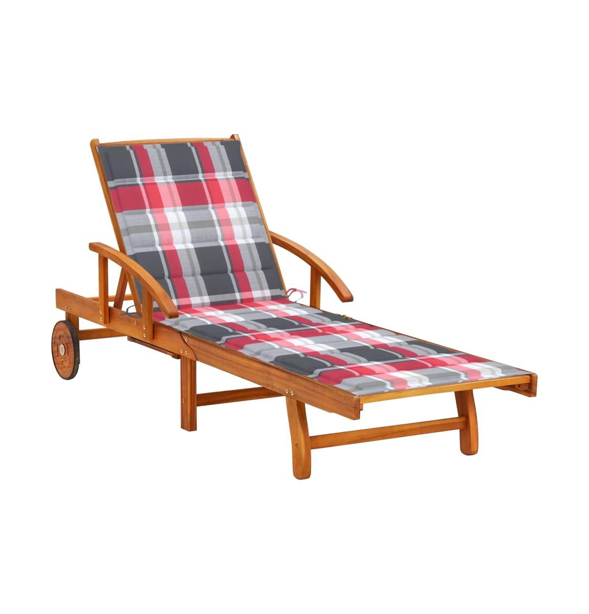 Click here for vidaXL Patio Sunlounger Red Solid Acacia wood Larg... prices