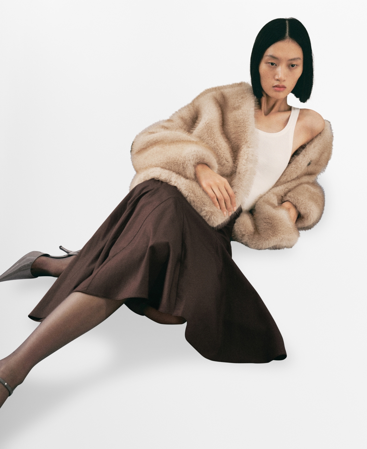 Click here for Mango Womens Fur-Effect Buttons Coat - Ecru prices