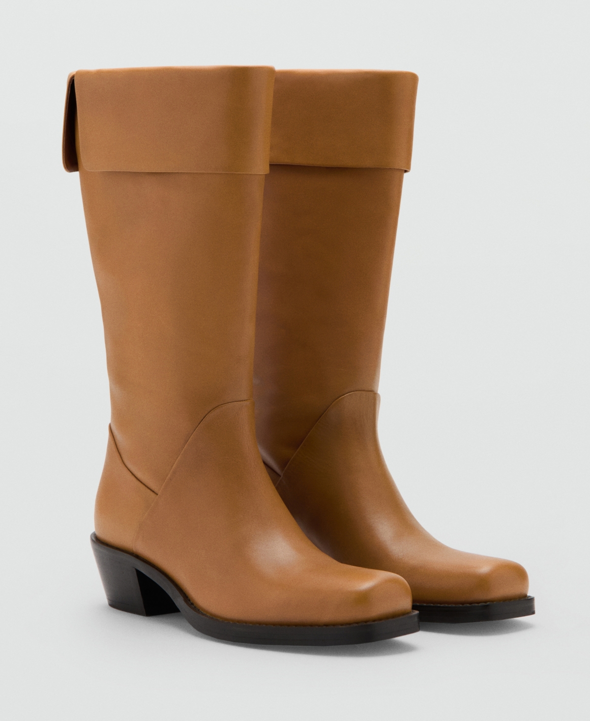 Click here for Mango Womens Buccaneer Leather Boots - Cognac prices