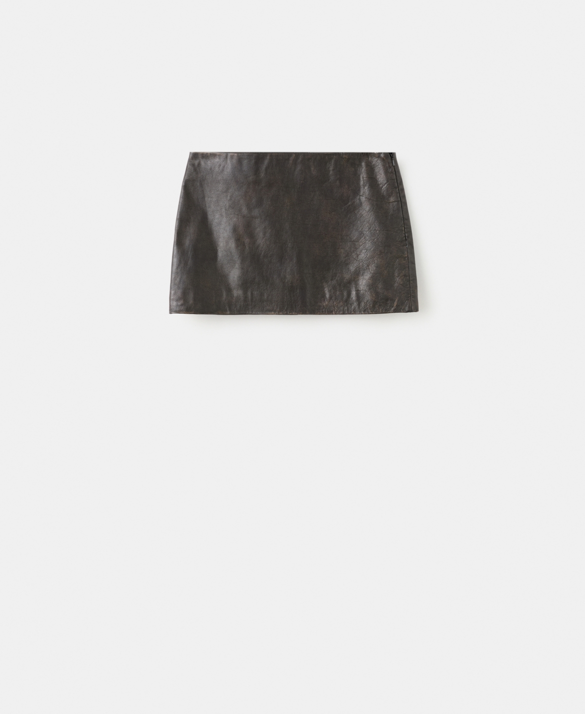 Mango Womens Leather Miniskirt - Brown