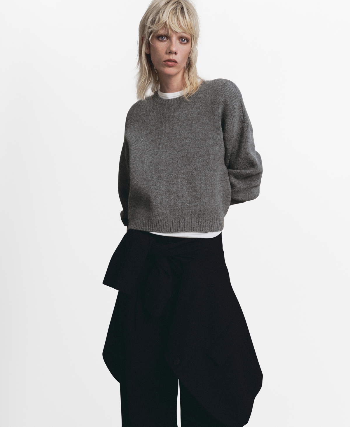 Click here for Mango Womens Medium-Knit Sweater - Grey prices