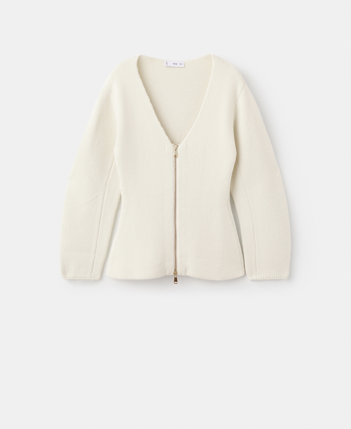 Click here for Mango Womens Knitted Zip Jacket - Ecru prices