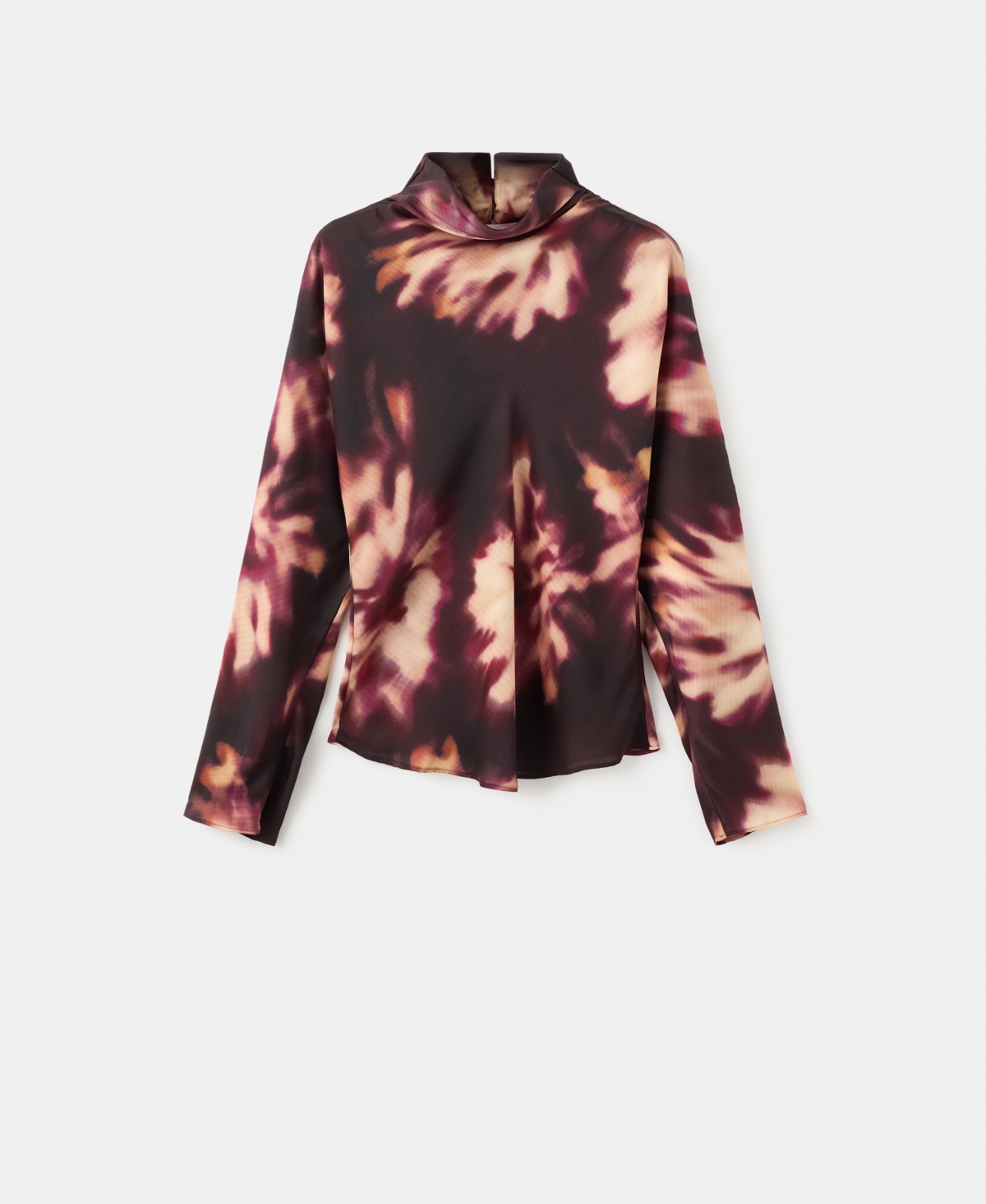 Click here for Mango Womens Tie-Dye Turtleneck Blouse - Burgundy prices